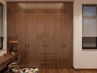 China Wood Grain Stainless Steel Walk-In Closet with Integrated Vanity for sale