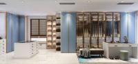 China Blue Walk In Closet With Integrated Central Island Seamless Functionality for sale