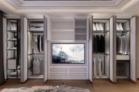 China Black White Stainless Steel Wardrobe with Integrated TV Recess for sale