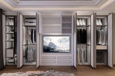 China Black White Stainless Steel Wardrobe with Integrated TV Recess for sale