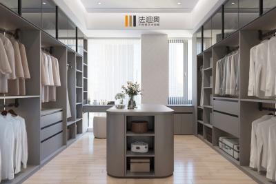 China Meridian Gray Stainless Steel Walk-In Closet With Floating Vanity for sale