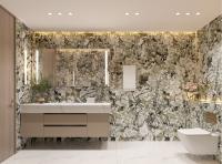 China Autumn Apricot Stainless Steel Bathroom Vanity with White Quartz Top for sale