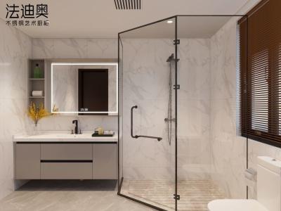China Khaki Grey Stainless Steel Bathroom Vanity with Intelligent Mirror for sale