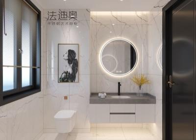 China White Stainless Steel Bathroom Vanity with Smart Mirror for sale