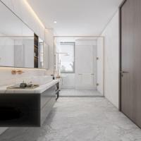 China Dark Gray Floating Bathroom Vanity with LED Mirror & Sintered Stone Top for sale
