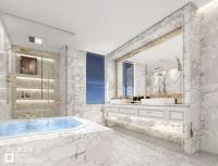 China White Stainless Steel Bathroom Vanity with Quartz Countertop & Gold Hardware for sale