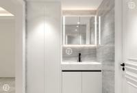 China Pure White Stainless Steel Bathroom Vanity with LED Mirror Cabinet for sale