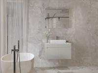 China Matte White Floating Stainless Steel Bathroom Vanity for sale