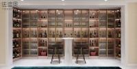 China European Grey Glass Wine Storage Cabinet with Gold Trim for sale