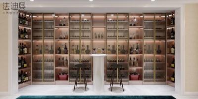 China European Grey Glass Wine Storage Cabinet with Gold Trim for sale