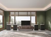 China Transitional Stainless Steel TV Cabinet With Vintage Wood Grain Finish for sale
