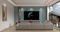 China Soft Blue Stainless Steel TV Cabinet with Integrated Lighting for sale