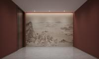 China Light Stainless Steel Wall Panels with Chinese Landscape Art for sale