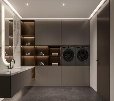 China Meridian Gray Stainless Laundry Cabinet with Quartz Countertop for sale