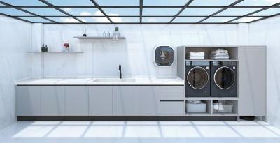 China Stainless Steel Laundry Cabinet with White Quartz Countertop for sale