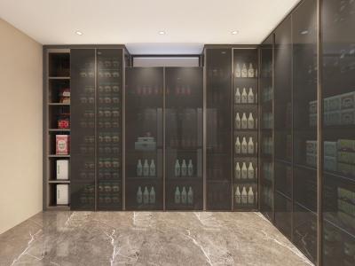 China Black Glass Stainless Steel Basement Storage Cabinet - Rose Gold for sale