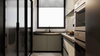 China Sleek And Functional Green Bean Grey L Shape Kitchen Cabinets Modern Style for sale