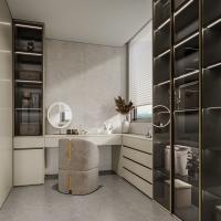 China White-Almond U-Shaped Wardrobe with Corner Vanity for sale