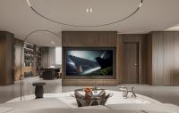 China Vertical Wood Grain Stainless Steel TV Cabinet with Open Shelving for sale