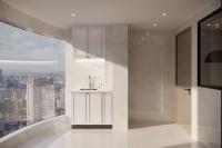 China White Stainless Steel Balcony Cabinet with Laundry Sink and Storage for sale