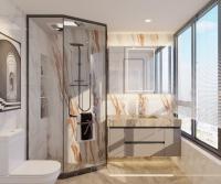 China Meridian Grey Stainless Steel Bathroom Vanity with Smart Mirror for sale
