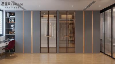 China Meridian Grey Walk-In Closet with Vanity Area and Tea Crystal Glass for sale
