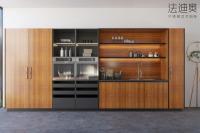 China Double Line Stainless Steel Kitchen Cabinets with Black Island for sale
