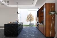 China Double Line Stainless Steel Kitchen Cabinets with Black Island for sale