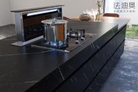 China Double Line Stainless Steel Kitchen Cabinets with Black Island for sale