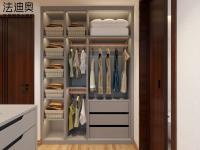 China Custom Grey Stainless Steel Walk-In Closet with Glass Doors & LED Lighting for sale