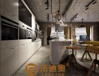 China Industrial Stainless Steel Kitchen with Butterfly Island in Metallic White for sale