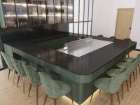 China Full-Wall Stainless Steel Wine Cabinet With Storage And Seating In Elegant Black for sale