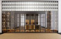 China Full-Wall Stainless Steel Wine Cabinet With Storage And Seating In Elegant Black for sale