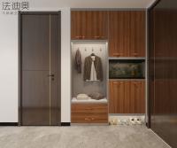 China Warm Walnut Stainless Steel Shoe Cabinet with Leather Handles for sale