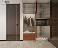 China Warm Walnut Stainless Steel Shoe Cabinet with Leather Handles for sale