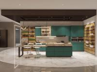 China Lotus Green Stainless Steel Kitchen Cabinets with Island for sale