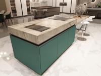China Lotus Green Stainless Steel Kitchen Cabinets with Island for sale