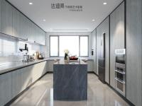 China Cement Gray Stainless Steel Kitchen Cabinets with Island for sale