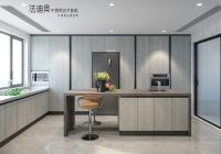 China Cement Gray Stainless Steel Kitchen Cabinets with Island for sale