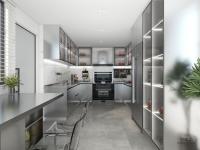 China U-Shaped Stainless Steel Kitchen Cabinets with LED Display for sale