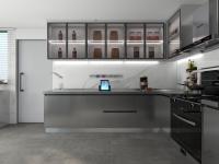 China U-Shaped Stainless Steel Kitchen Cabinets with LED Display for sale