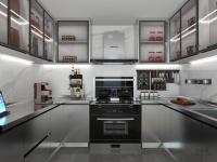 China U-Shaped Stainless Steel Kitchen Cabinets with LED Display for sale