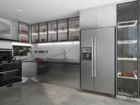 China U-Shaped Stainless Steel Kitchen Cabinets with LED Display for sale