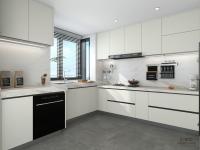 China White Elegance Kitchen Cabinets With High-Low Sintered Stone Countertops for sale