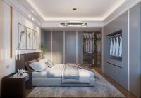 China Gray Stainless Steel Wardrobe with Glass Doors and LED Lighting for sale