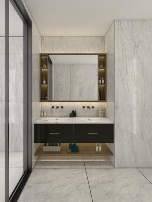 China Matte Black Stainless Steel Bathroom Vanity with LED Lighting for sale