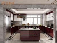 China Modern Double Kitchen Cabinet Luxurious Stainless Steel In Mahogany Finishired Elegance And Timeless Sophistication Forest Green Kitchen Cabinets for sale