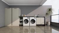 China Beige Stainless Steel Balcony Cabinet With Laundry Integration for sale