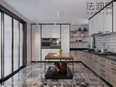 China White Marble Stainless Steel Kitchen Cabinets with Black Countertop for sale