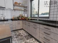 China White Marble Stainless Steel Kitchen Cabinets with Black Countertop for sale
